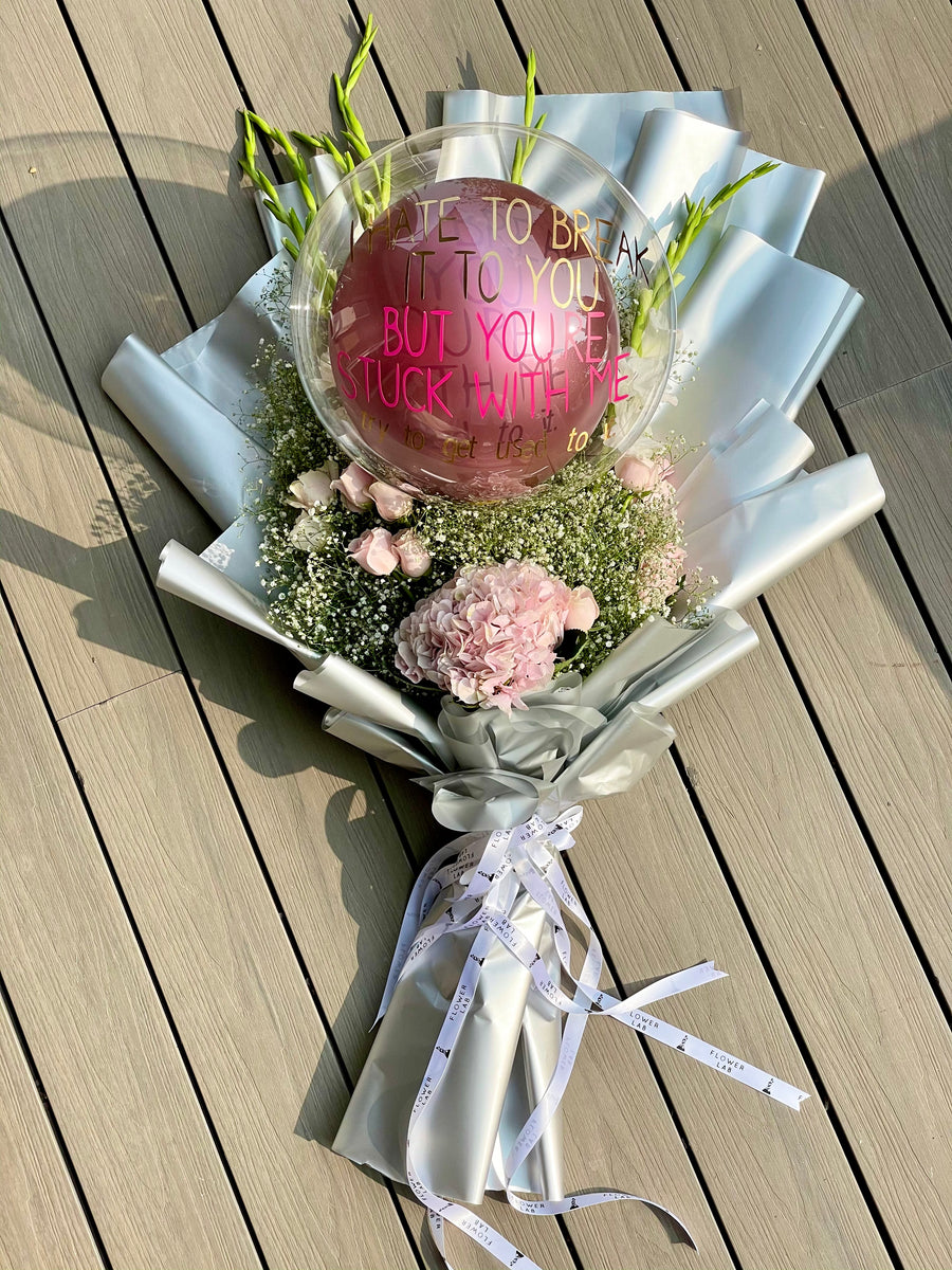 Large Hand Bouquet with customisable balloon – Flower Lab In